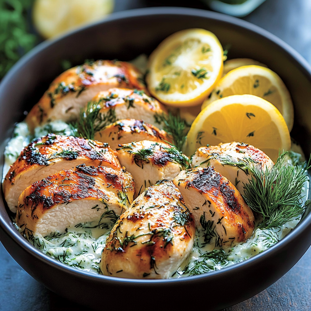 Mediterranean-Inspired Lemon-Dill Chicken Bowls