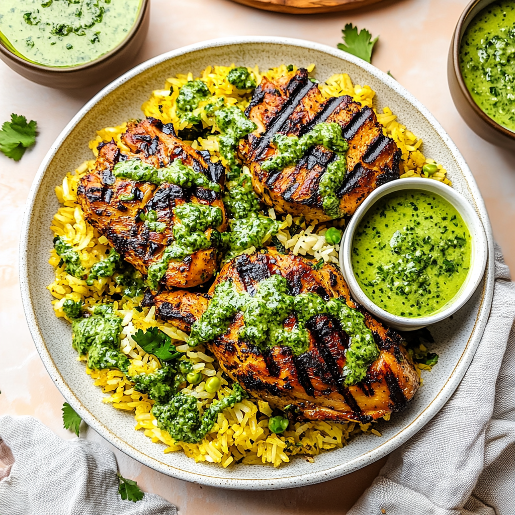 Peruvian Chicken & Rice with Green Sauce