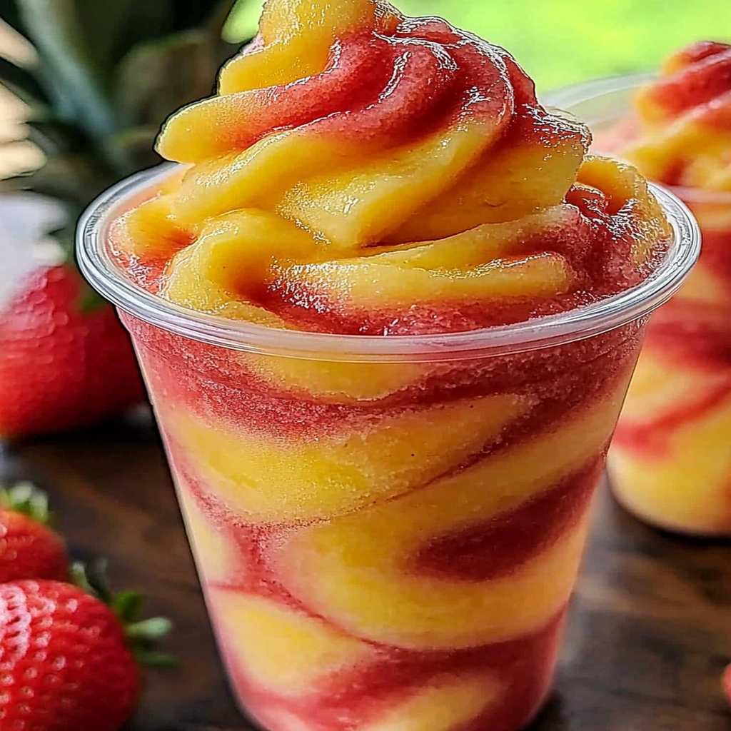 Pineapple Strawberry Swirled Slushies