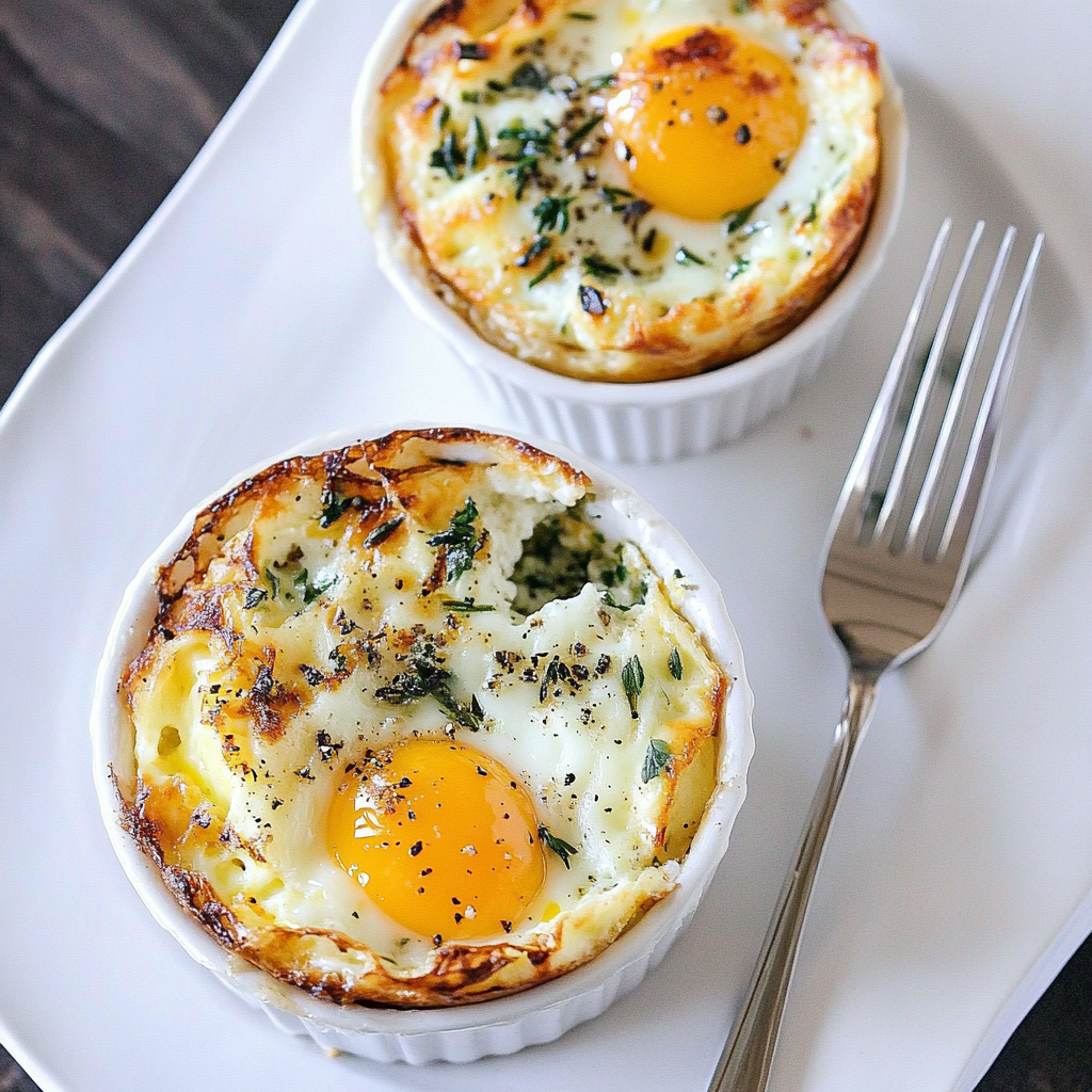 Baked Egg Ricotta Thyme Cups