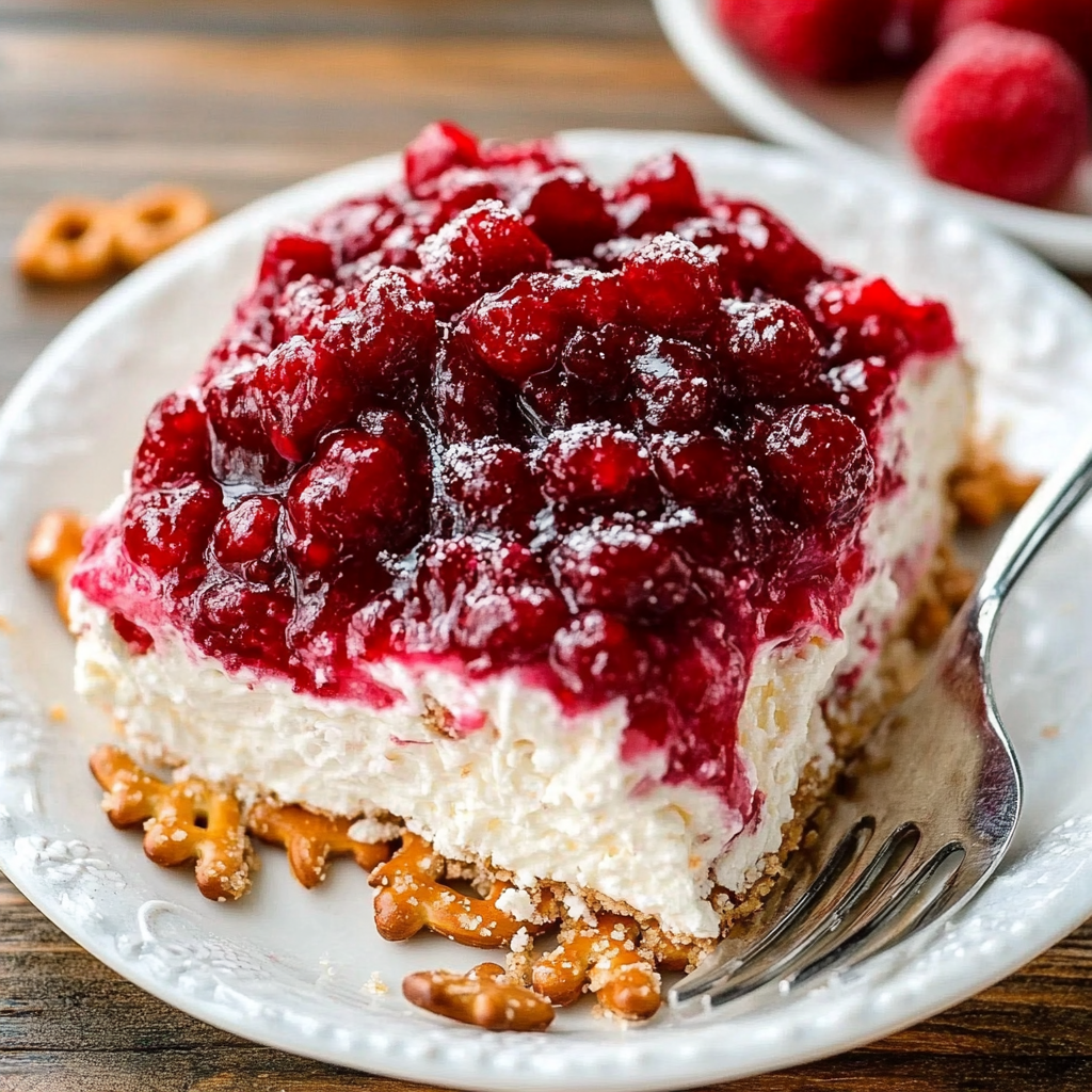 Raspberry Pretzel Salad