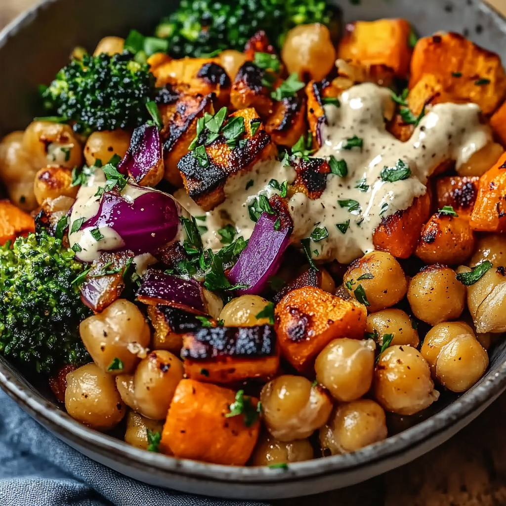 Roasted Veggie & Chickpea Bowls