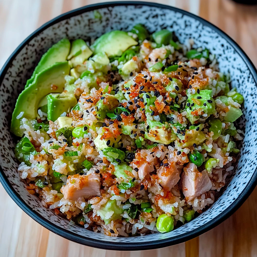 Tuna Avocado Crispy Rice Salad