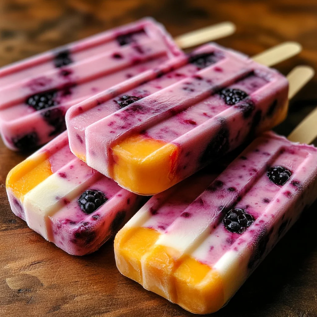 Creamy Blackberry Peach Popsicles