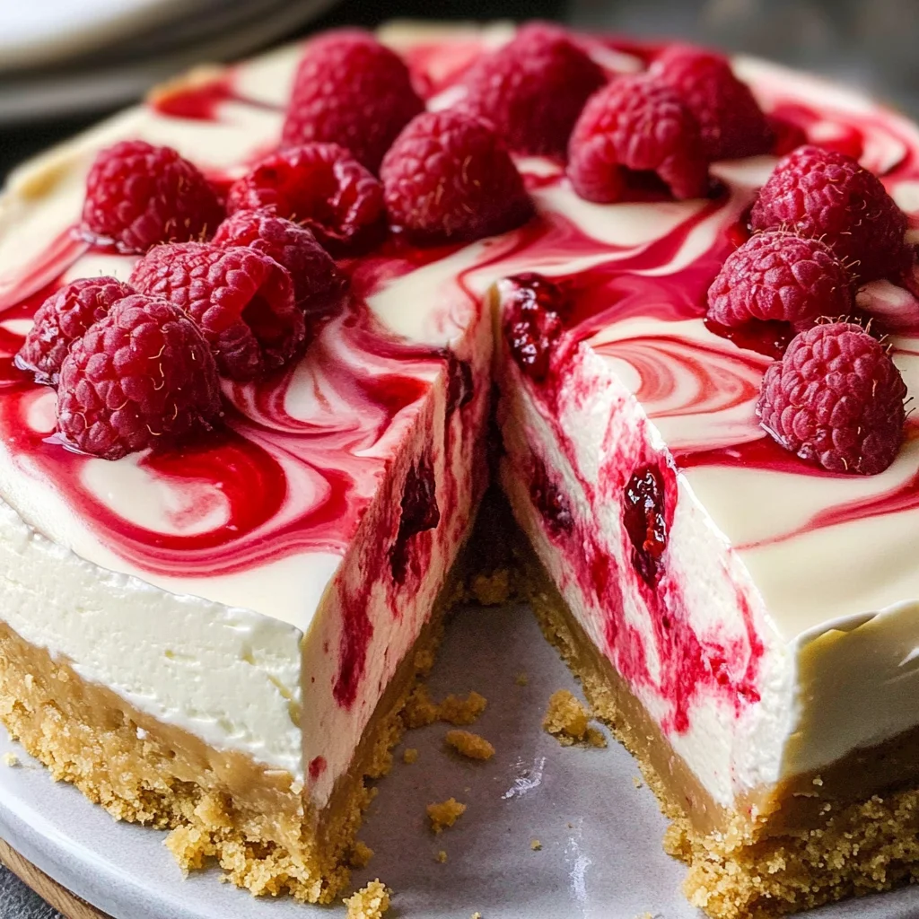 No Bake White Chocolate Raspberry Cheesecake