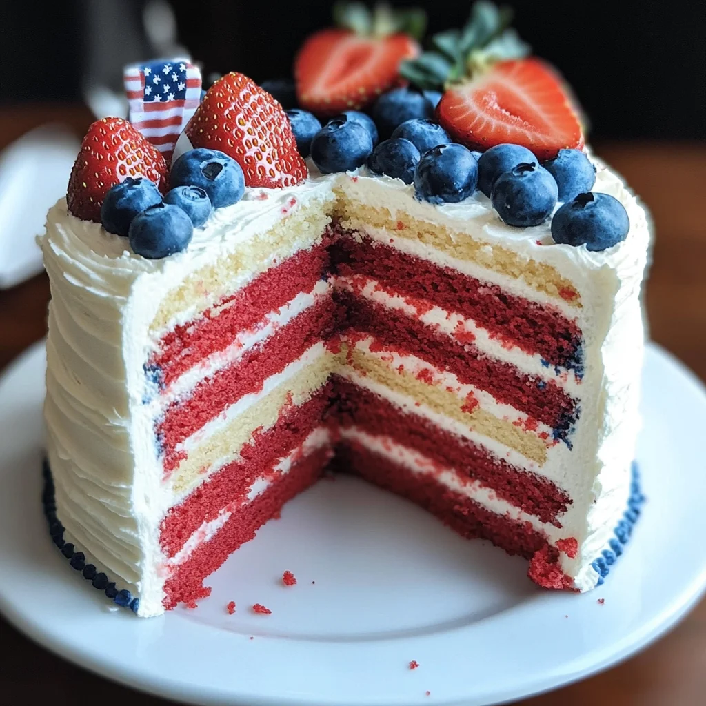 Red, White and Blue Flag Cake