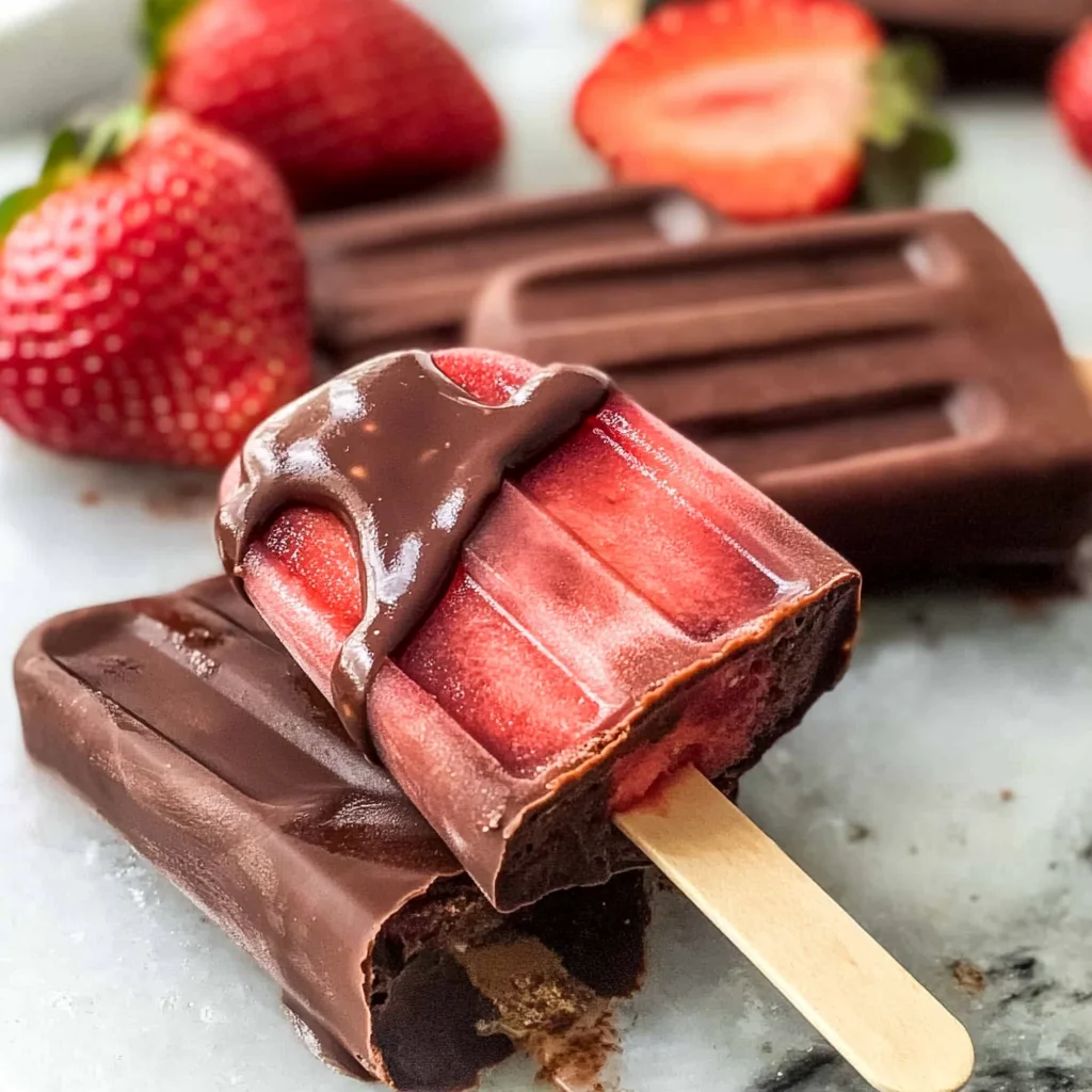 Chocolate Dipped Strawberry Red Apple Vinegar Popsicles