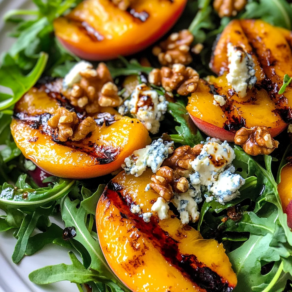 Grilled Peach and Arugula Salad with Blue Cheese