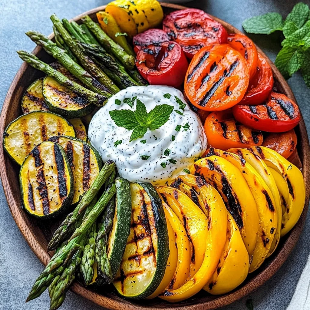 Grilled Vegetable Platter with Yogurt Mint Sauce