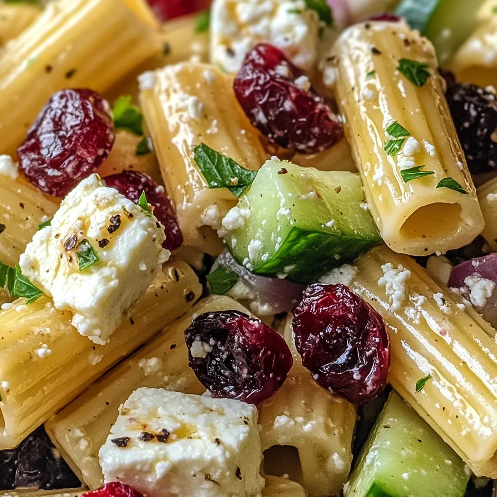 Feta & Cranberry Rigatoni Salad with Lemon Vinaigrette