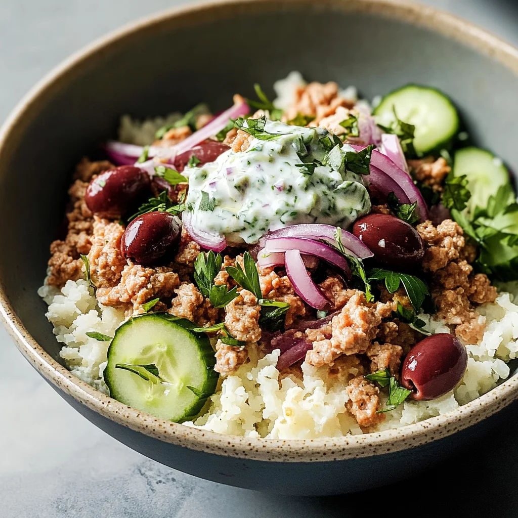 Healthy Greek Ground Chicken Bowls