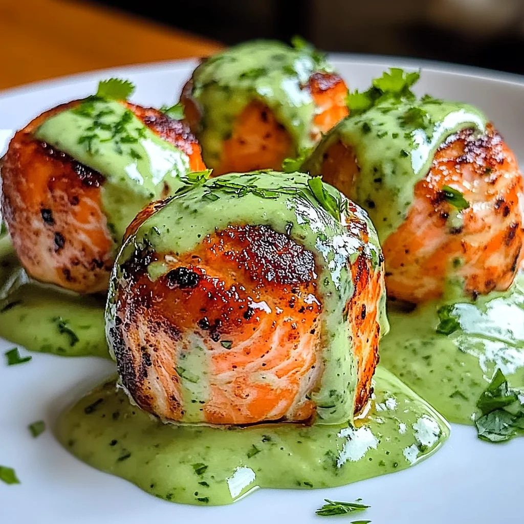 Salmon Balls with Creamy Avocado Sauce: Healthy Dinner Ideas