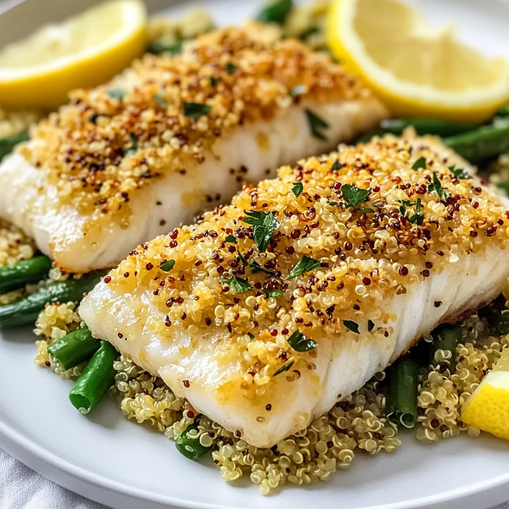 Garlic Lemon Cod with Crispy Quinoa Crust