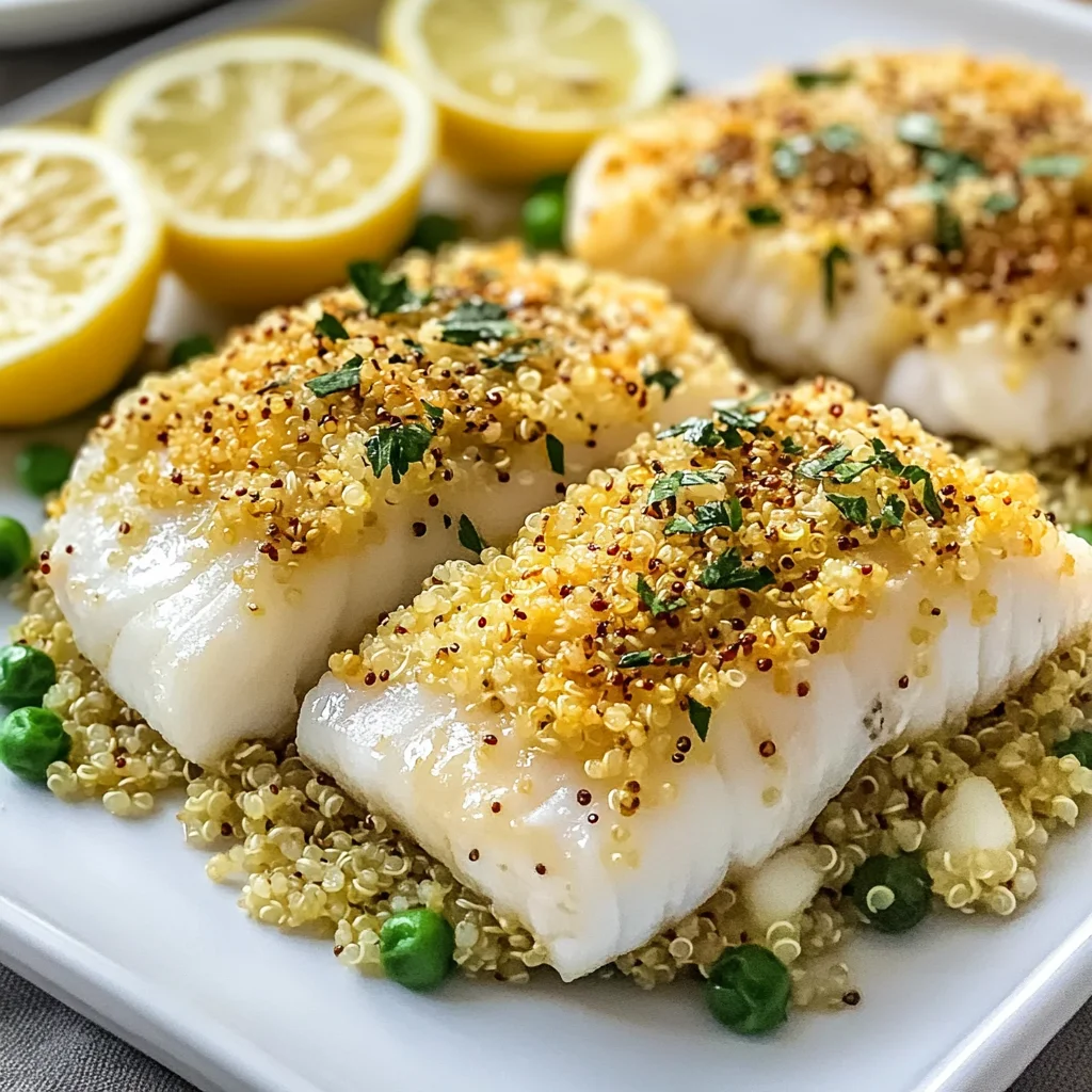 Garlic Lemon Cod with Crispy Quinoa Crust
