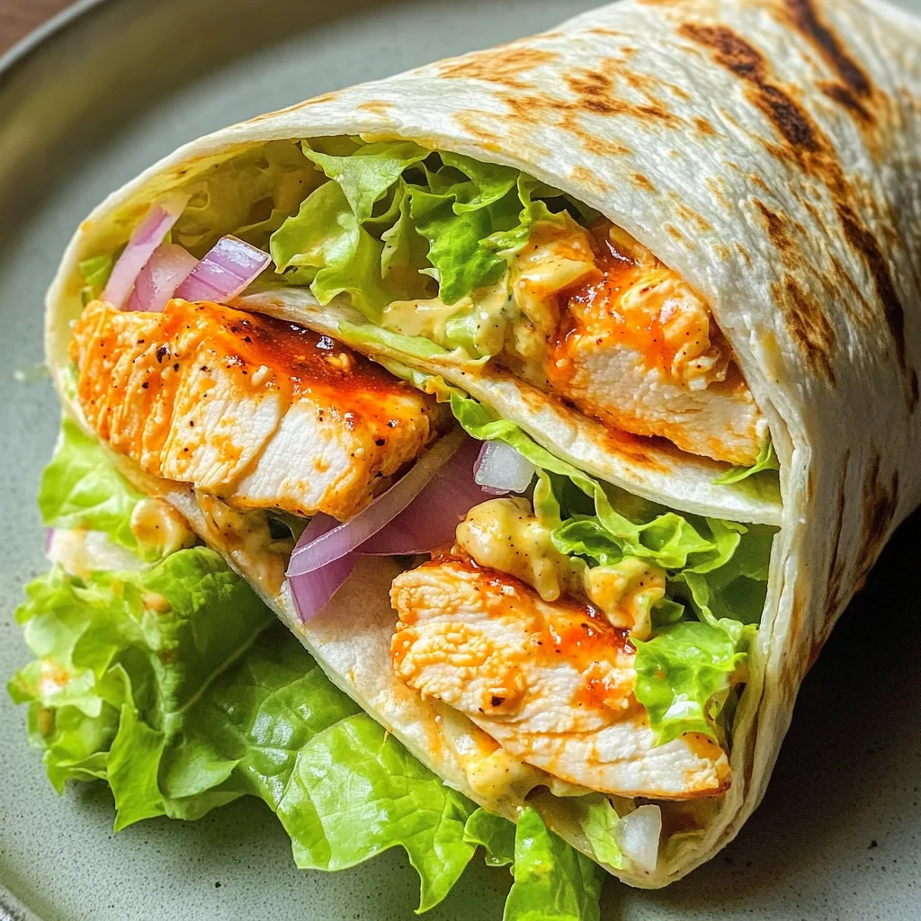 Healthier Buffalo Chicken Caesar Wraps