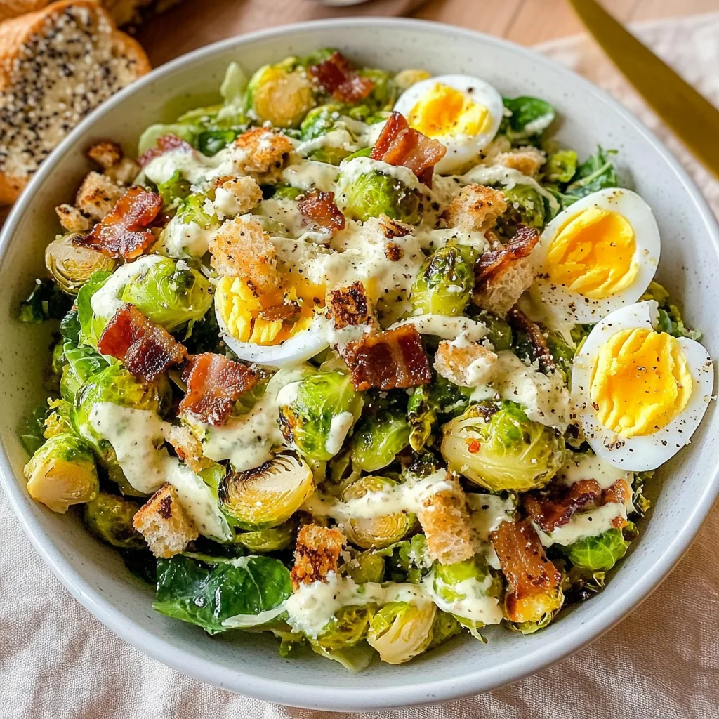 Warm Brussels Sprouts Caesar Salad