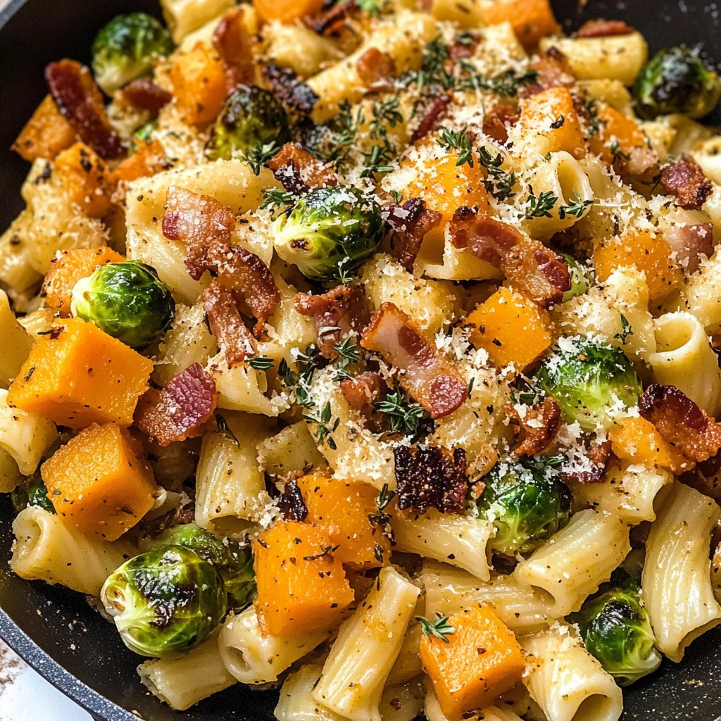 Turkey Bacon Brussels Sprouts Butternut Squash Pasta