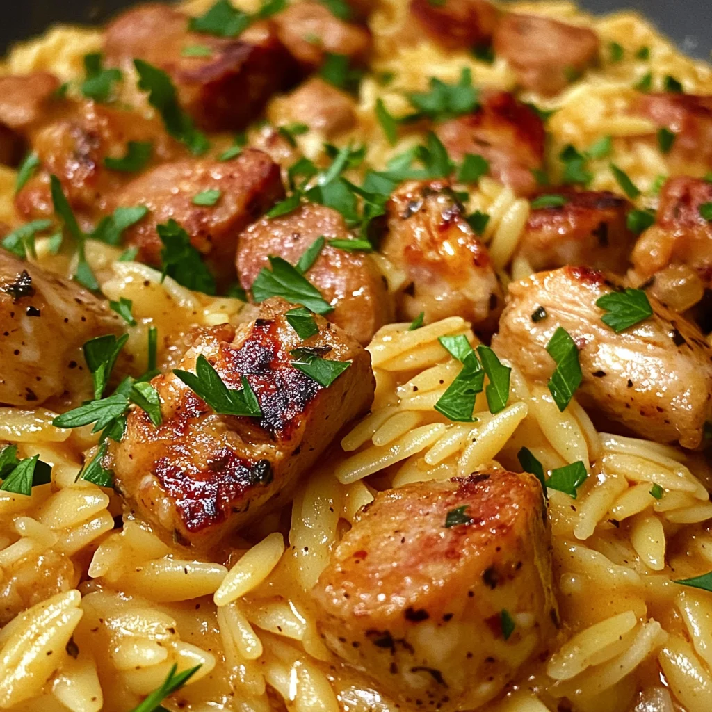 Creamy Cajun Chicken and Smoked Sausage Orzo