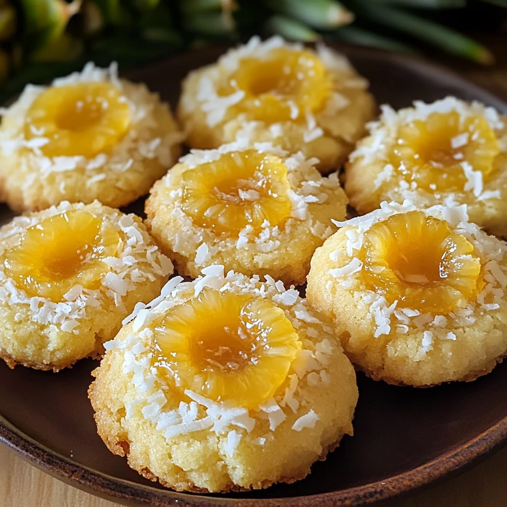 Hawaiian Pineapple Coconut Thumbprint Cookies