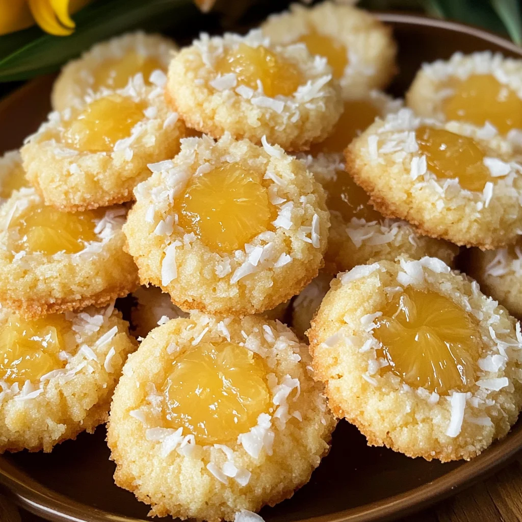 Hawaiian Pineapple Coconut Thumbprint Cookies