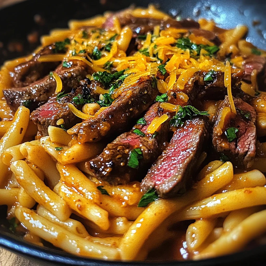One-Skillet Spicy Honey BBQ Steak Pasta