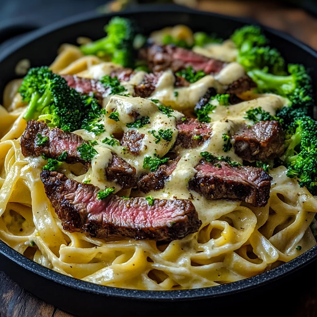 One Pan Pepper Jack Steak Alfredo