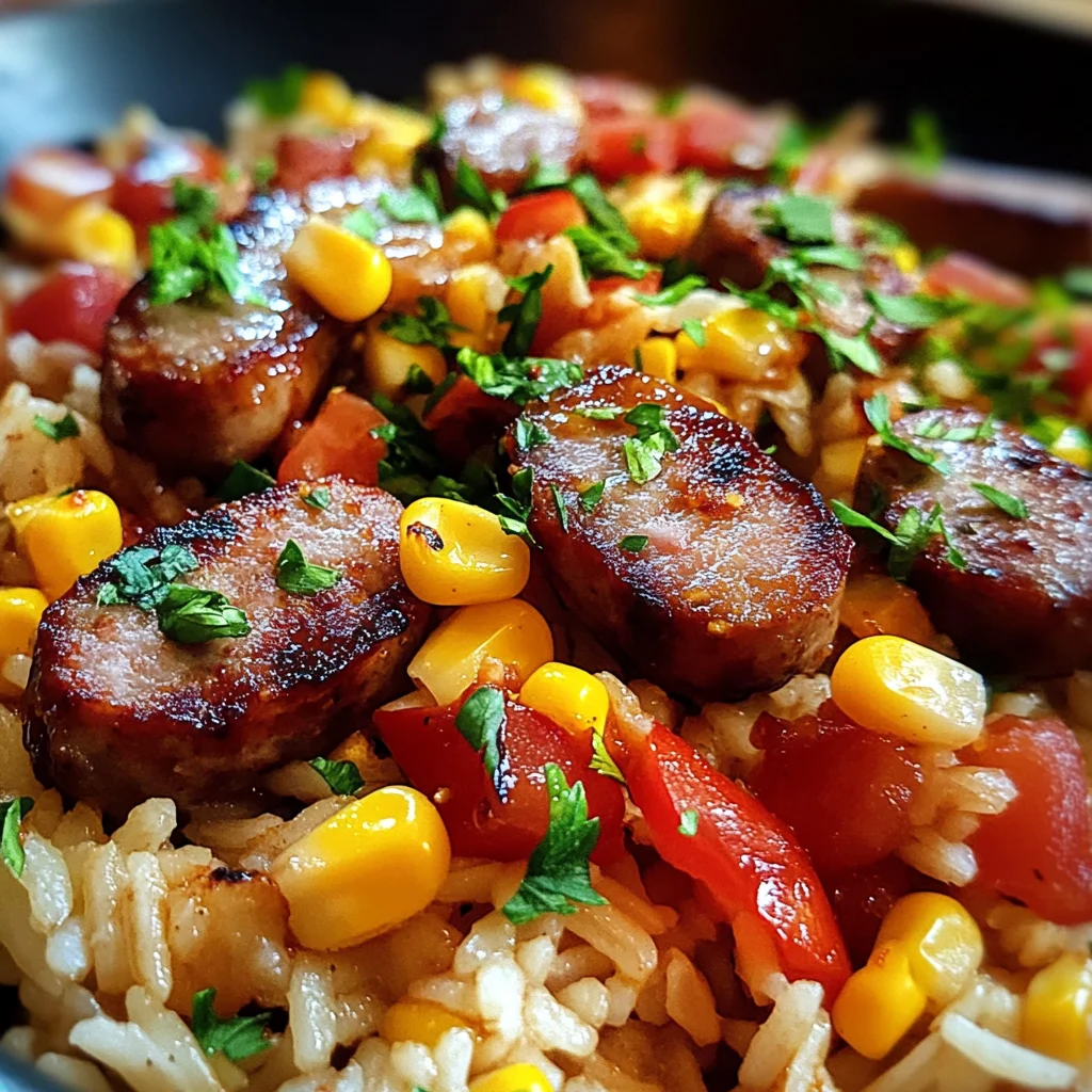 One Pan Smoky BBQ Sausage Rice