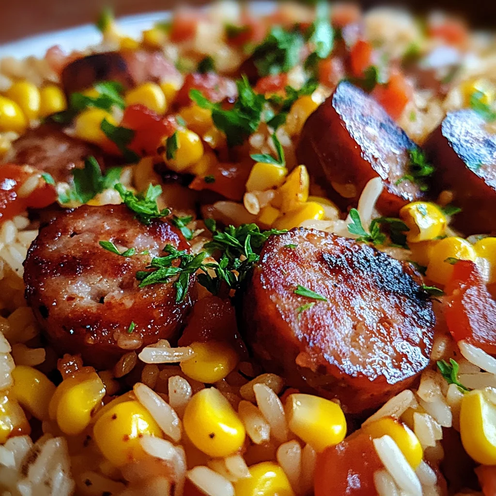 One Pan Smoky BBQ Sausage Rice